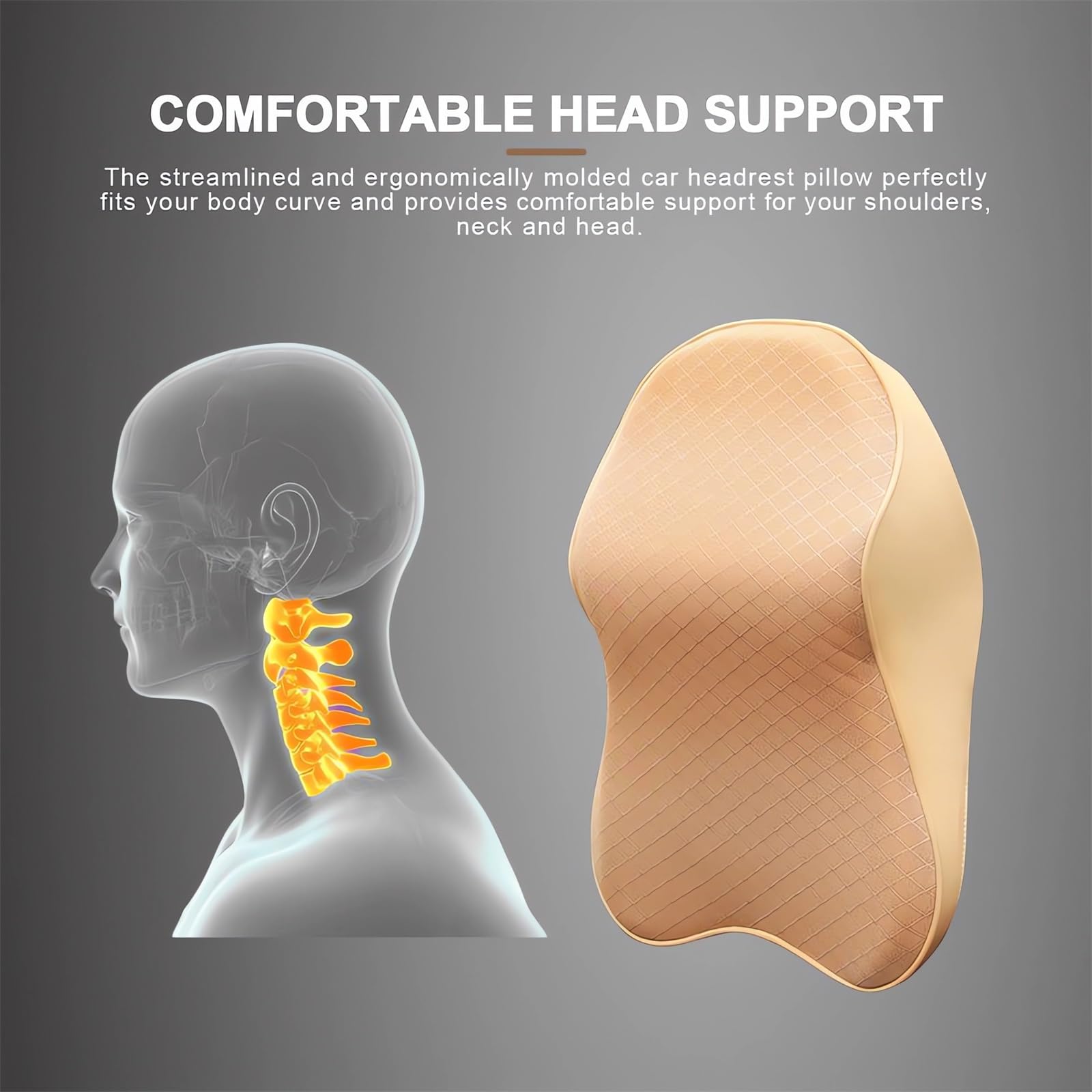 Car Seat Headrest Neck Rest Cushions - 2023 New Ergonomic 3D Memory Foam Car Neck Pillow with Removable Cover, Car Neck & Head Support Rest Pillow, Head Rest for Office Chair Neck Support (Black)