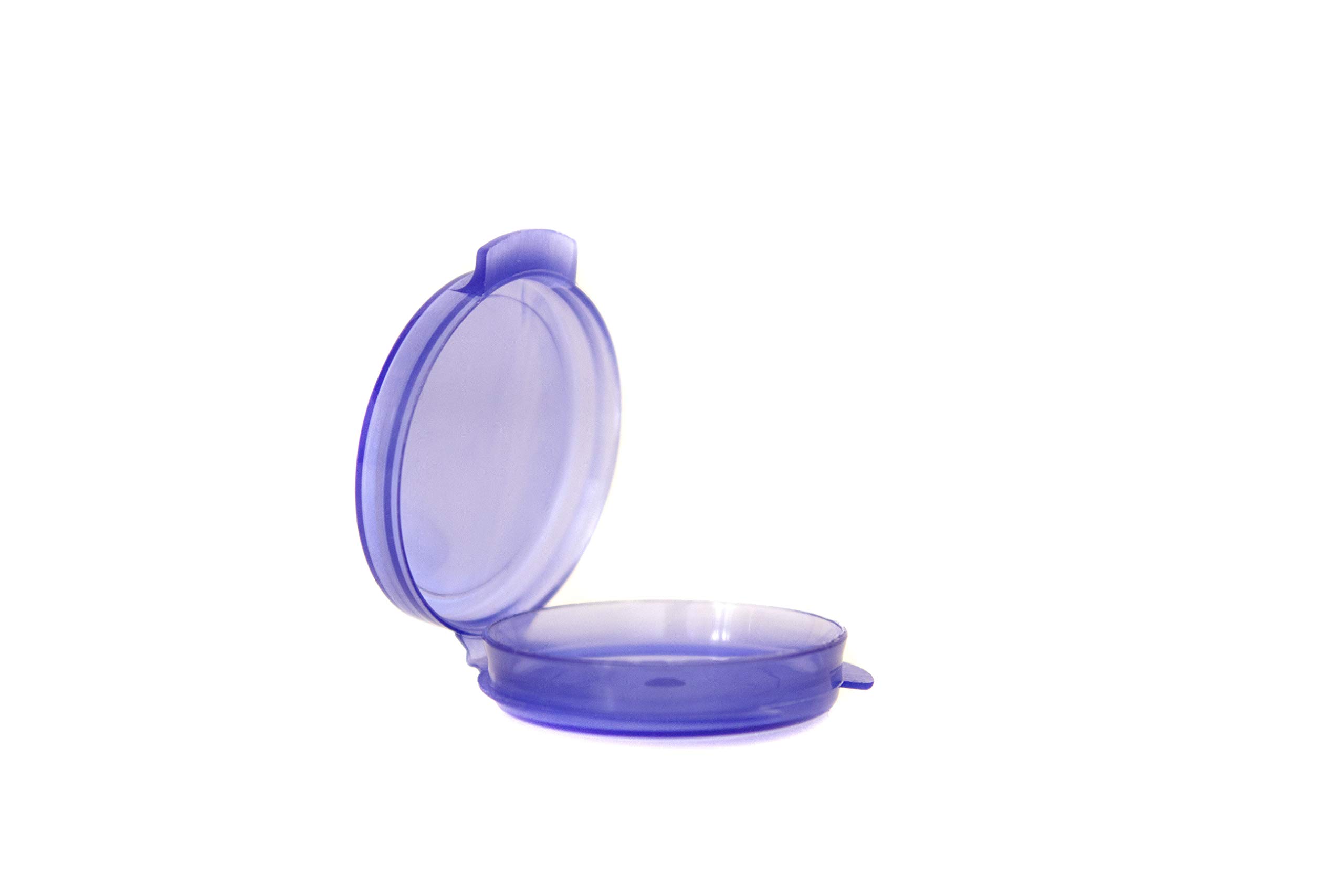 MADE IN THE USA 100 Pack Small Plastic Containers with Attached Clamshell Lids for Makeup Samples, Skincare Testers, Lab Work, Beads, Seeds, Jewelry, Coins, Travel (Transparent Purple, 1/20 (0.05 oz)