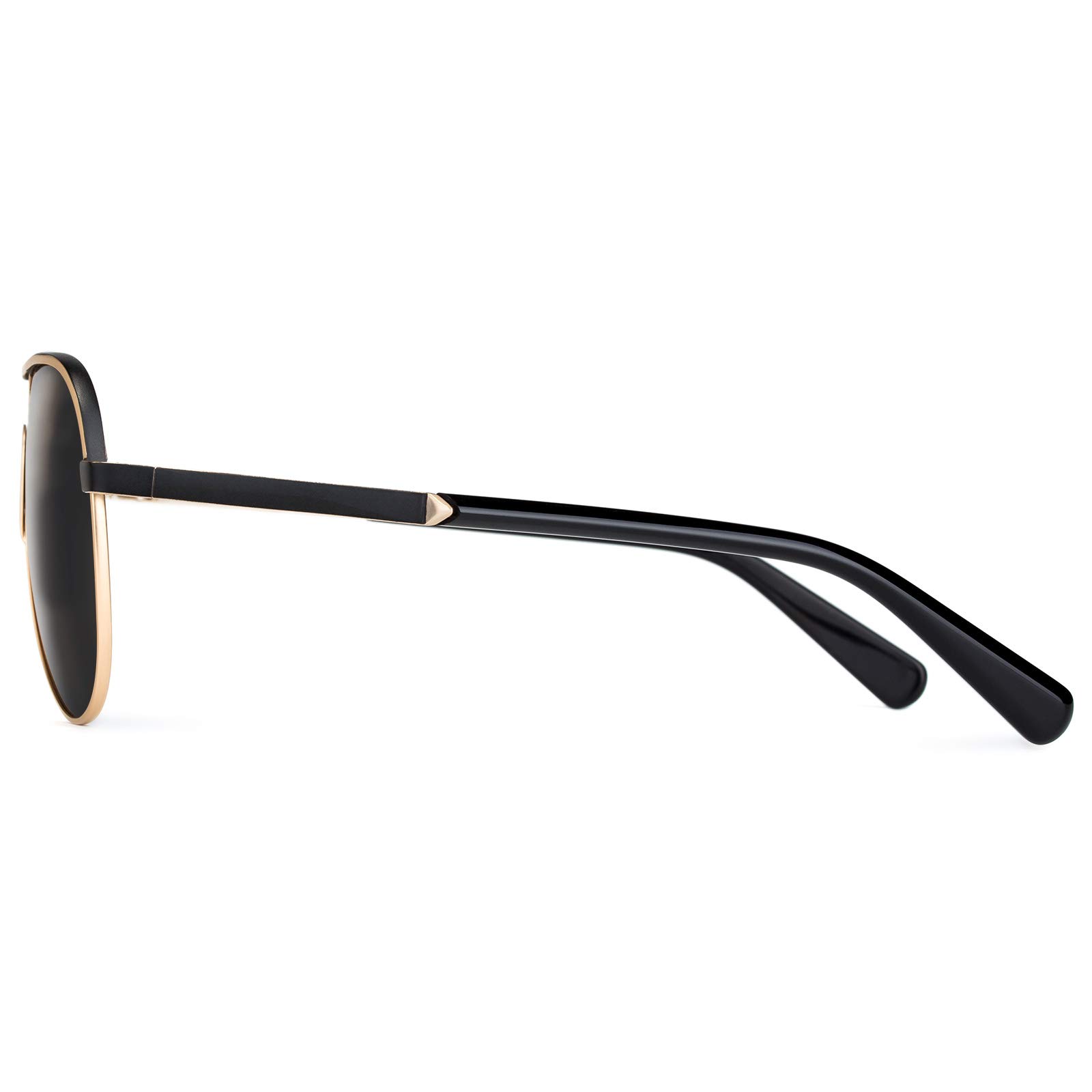 COLOSSEIN Aviator Polarized Sunglasses for Men Stainless Steel Frame with Handcrafted Legs UV400 Lenses Driving Outdoor Eyewear (Black/Champagne Gold)