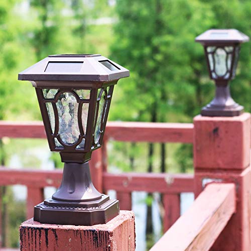 SFRIDQ LED Solar Column Headlight Outdoor Waterproof Garden Light Door Post Lights Home Villa Garden Light Lawn Light Landscape Lighting Fixture