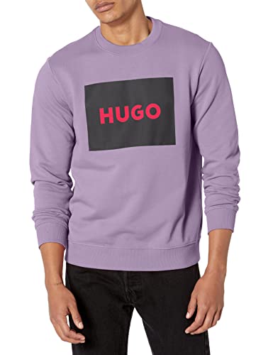 HUGO Unisex Adult Big Square Logo Crew Neck Sweatshirt, Lavender Hill, Small US
