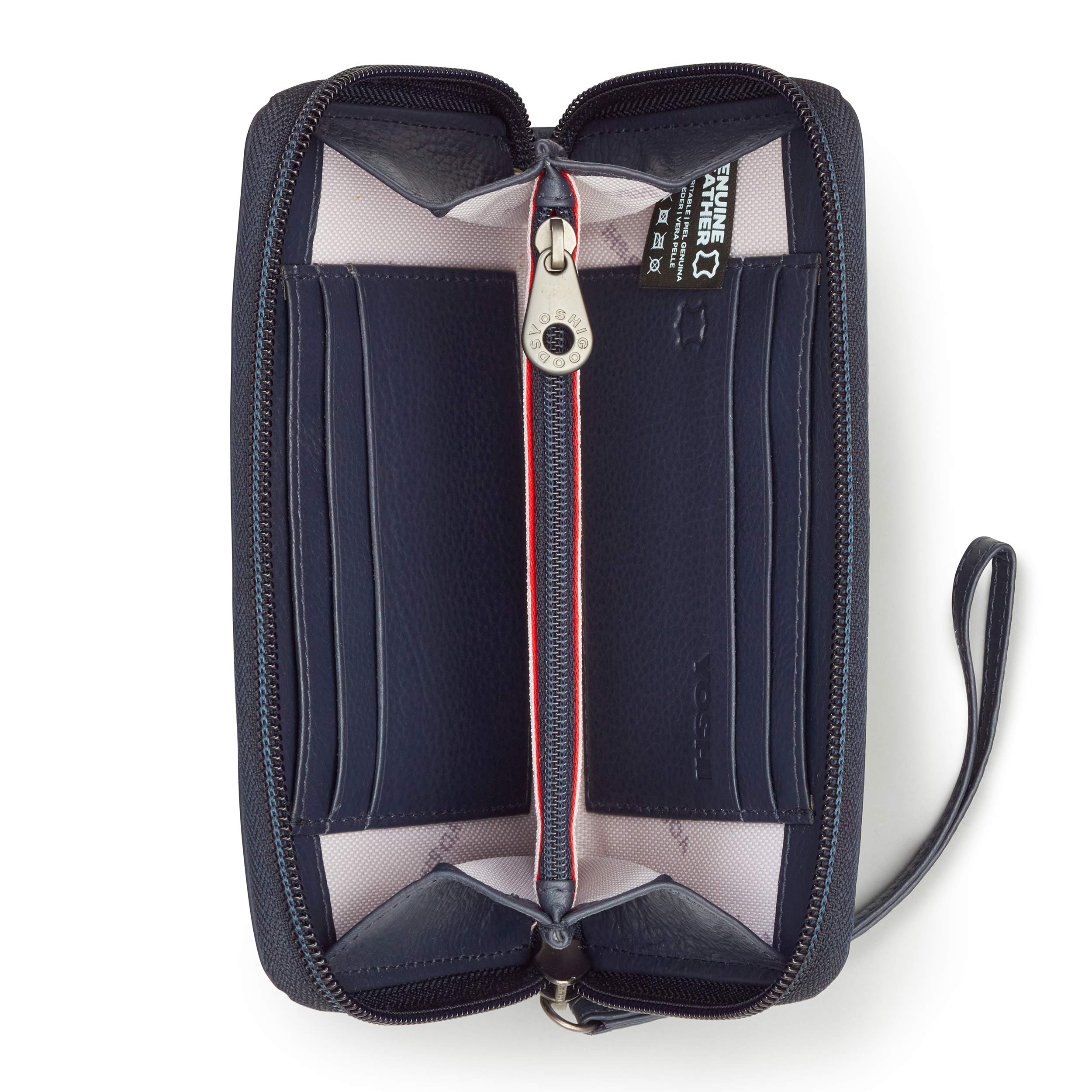 Yoshi Jane Austen Bookworm Ladies Purse, Genuine Leather Womens Wallet, Zip Round with Wrist Strap, Navy, One Size