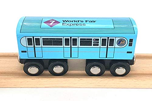 Munipals Wooden MP01-11BB NYC MTA Subway 7 Train Car World's Fair Express Bluebird R33WF