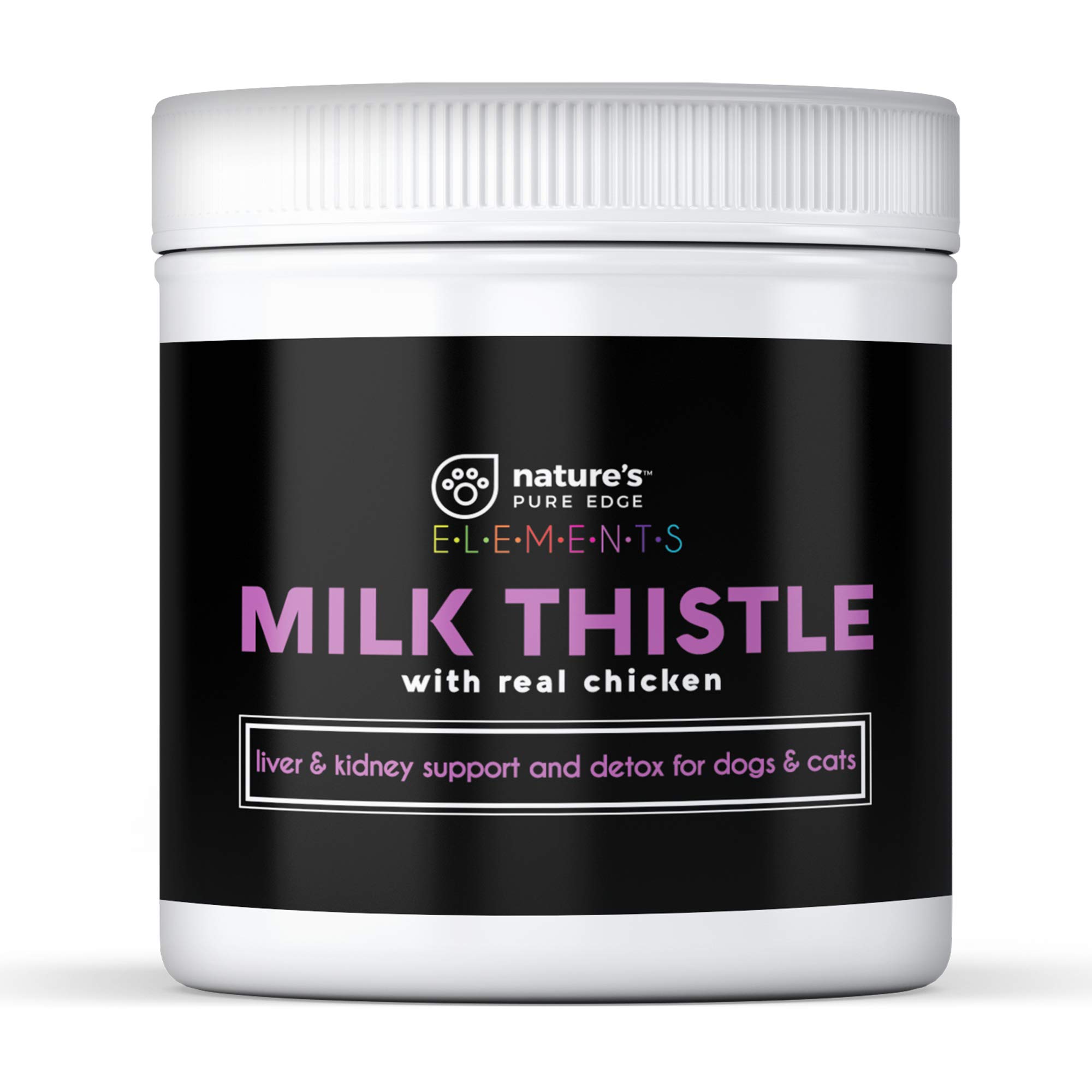 Nature's Pure Edge Milk Thistle Supplement with Real Chicken. Extra Strength Liver and Kidney Detox. Dogs and Cats Love The Taste. Kidney Stone Prevention and Allergy Relief. Large 85 gram jar!
