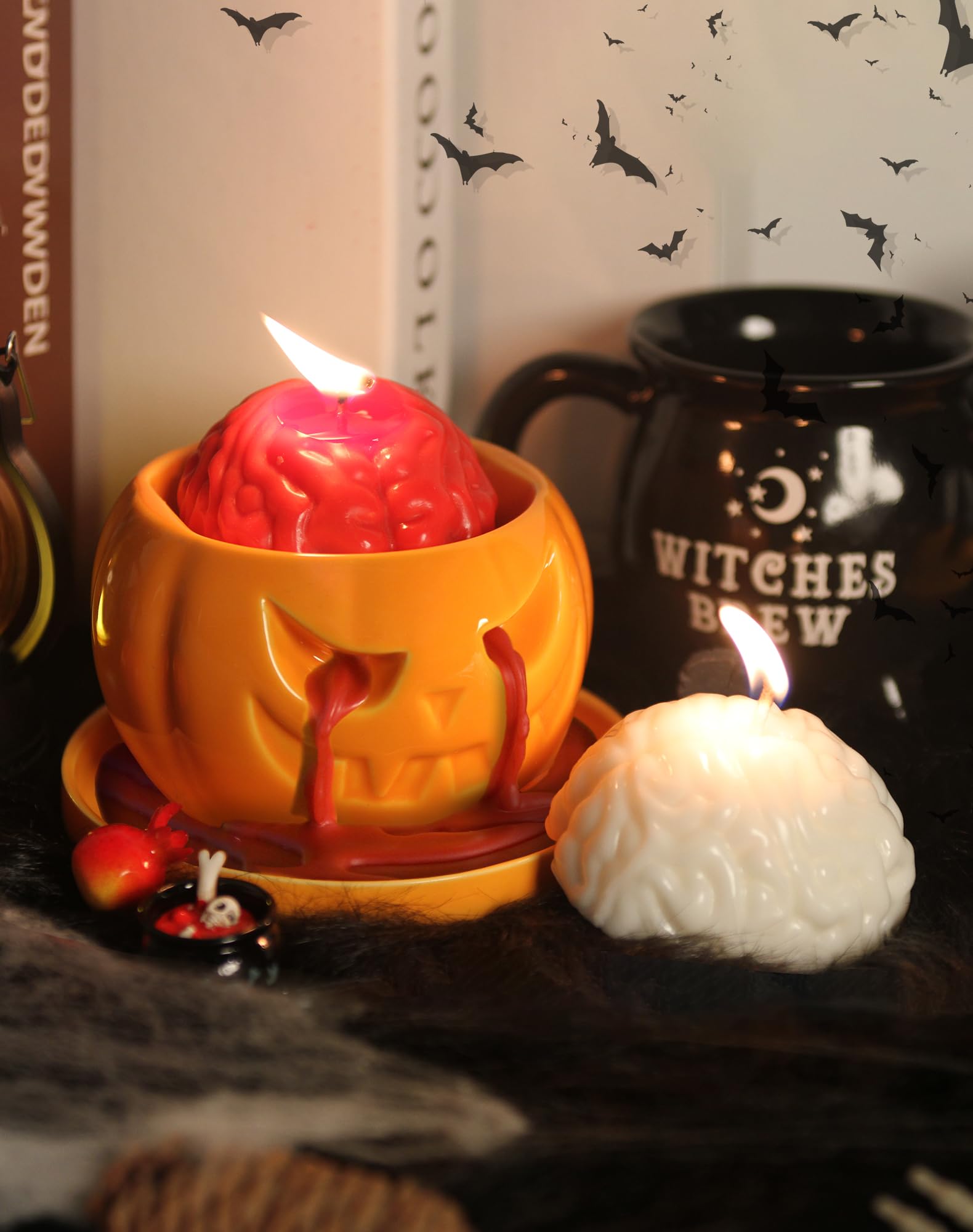 Halloween Candles, Gothic Candles - Pumpkin Candles - Gothic Design Bleeding Candles, Vintage Farmhouse Decorations for Home Interior Room Tables, Spooky Gifts