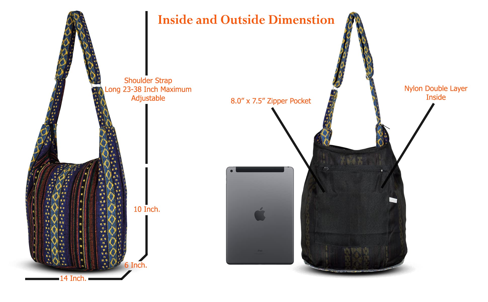 Your Cozy Sling Purse Hippie Bags For Women Crossbody Bag Thai Top Handmade Shoulder Bag with Adjustable Strap Tribe-02
