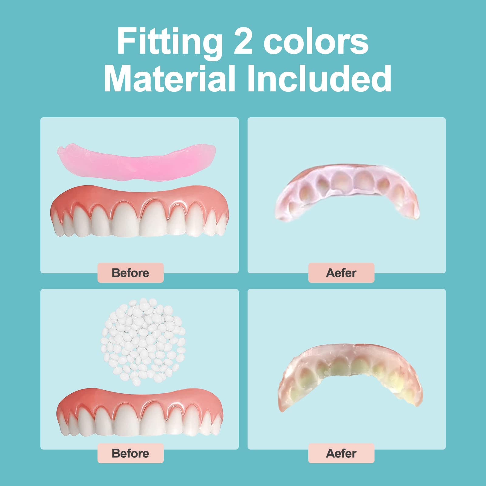 Fake Teeth, Dentures Teeth for Upper and Lower Jaw, Nature and Comfortable, Protect Your Teeth and Regain Confident Smile (1set)