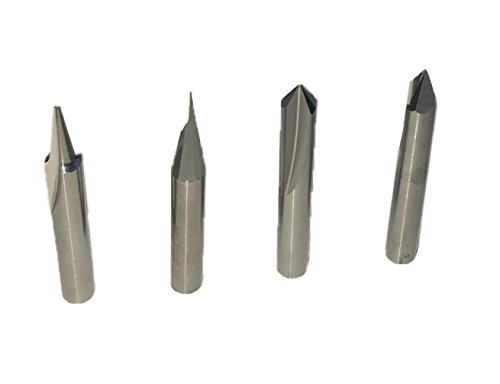 FOOS - Engraving CNC Wood Carving Router Bit Set - 4pcs - Solid Carbide - 1/4β Shanks - Veteran Owned = Profile + Carving Liner + 2 V Groove USA Veteran Owned