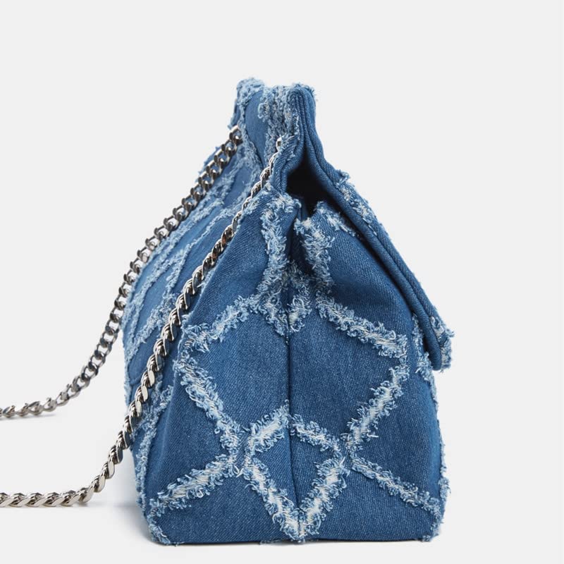 Denim Shoulder Crossbody Bags Women Handbag and purses Jeans Designer Trendy Messenger Bags Medium (Blue)