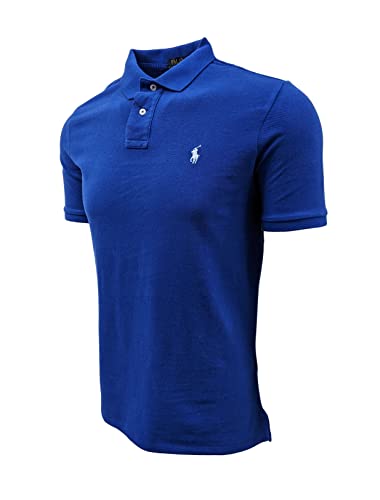 POLO RALPH LAUREN Mens Classic Fit Mesh Polo Shirt (Large, Royal Blue (Light Blue Pony))
