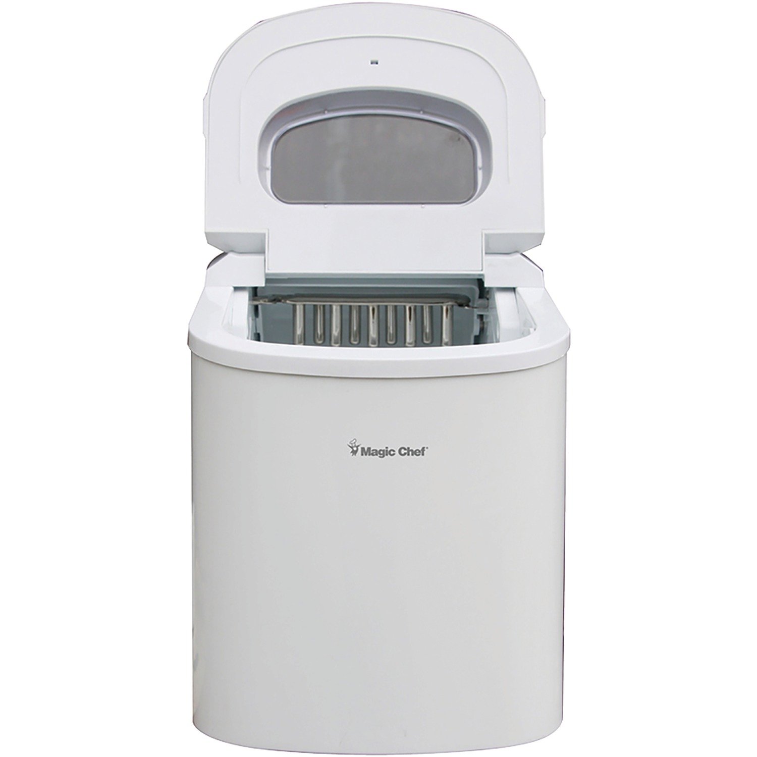 Magic Chef MCIM22W 10 Portable Ice Maker with Easy Touch Control Pad Viewing Window Removable Basket and Ice Scooper in White