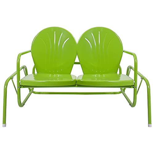 Northlight Outdoor Retro Metal Tulip Double Glider Patio Chair, 48.25", Lime Green
