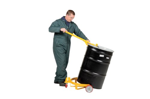 Vestil LO-DC-PU Lo-Profile Drum Caddie with Bung Wrench Handle and Poly-on-steel Wheel, Steel, 21-5/8" Length, 31-5/8" Width, 37-5/8" Height, 1200 Capacity , Yellow