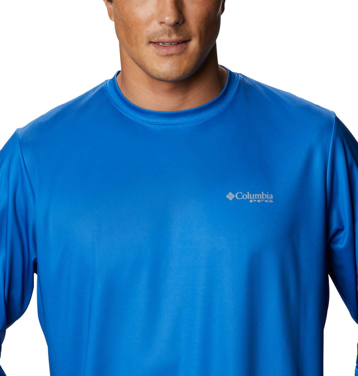 Columbia Men's Terminal Tackle PFG State Fish Flag Long Sleeve, Vivid Blue/Texas, X-Small