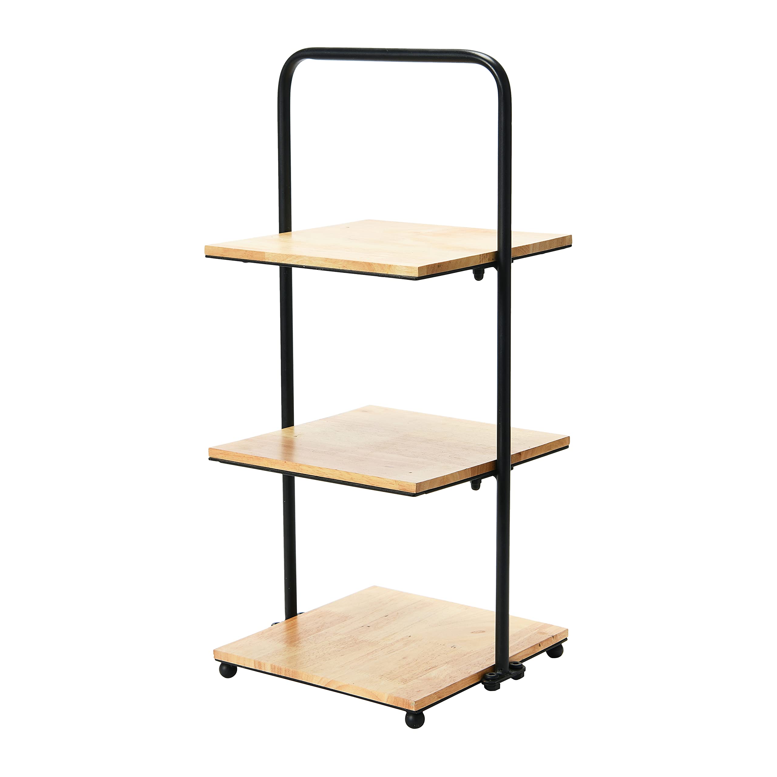 Creative Co-Op Modern Decorative 3 Shelves Solid Wood Kitchen Coffee or Tea Station and Plant Holder, Black Tiered Tray