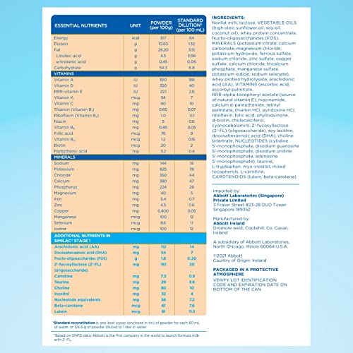 Similac Infant Formula, Imported, with 2’-FL HMO, Baby Formula Powder, 850 g (29.9 oz) Can