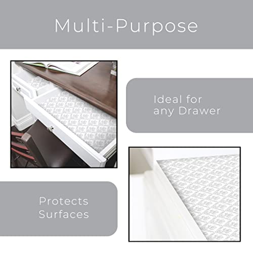 Smart Design Bonded Grip Shelf Liner - 12 Inch x 60 Feet Total (Set of 6 Rolls) - Non Adhesive, Strong Grip Bottom, Easy Clean Kitchen Drawer, Cabinet, Cupboard Dresser Cover - Fleur Gris