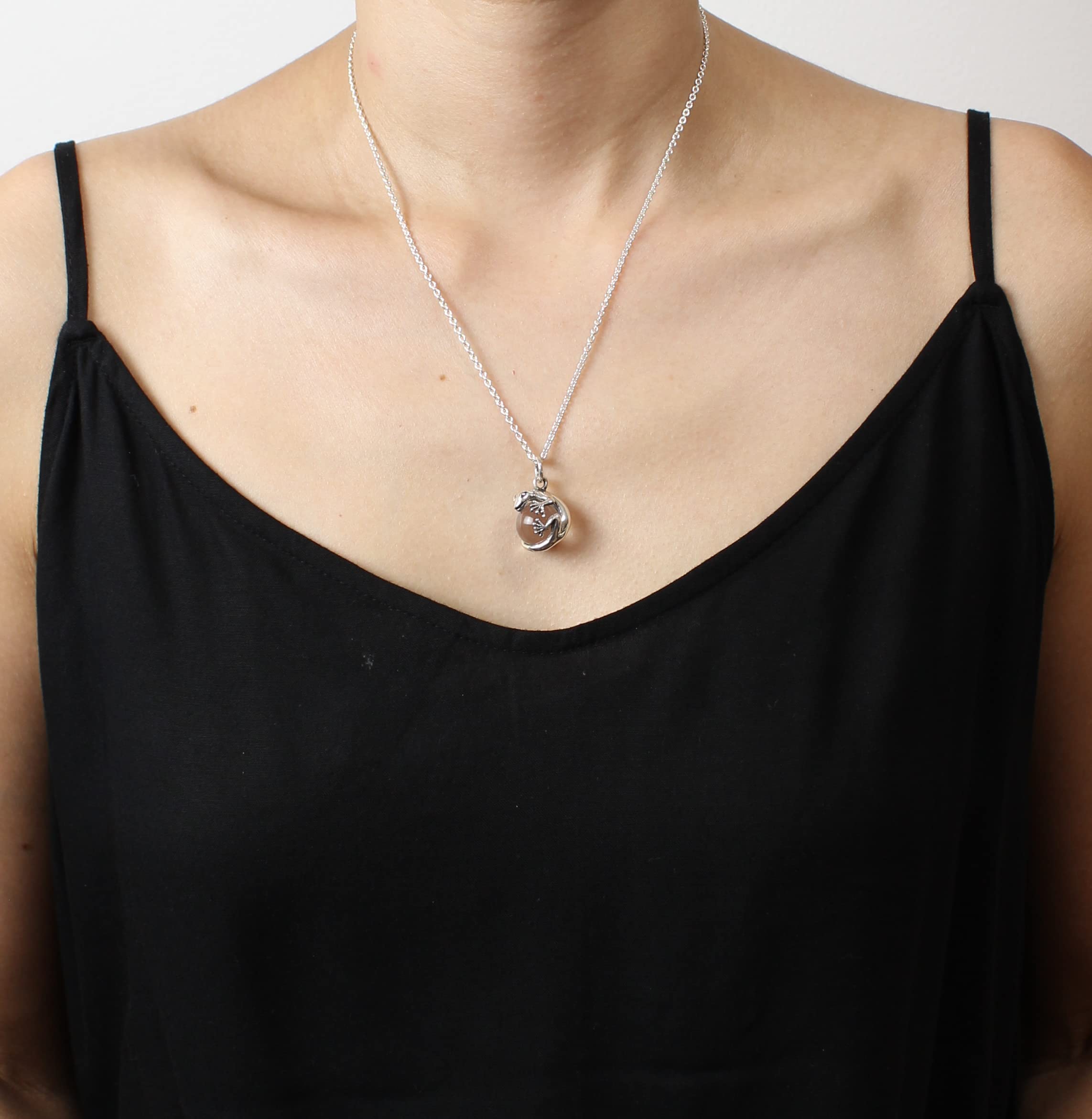 COSUMOSU 925 Sterling Silver Gecko Lizard Crystal ball Hawaiian pendant for women