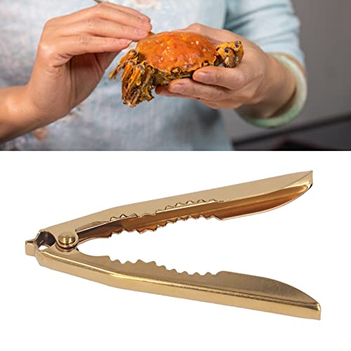 MOUMOUTEN Gold Crab Cracker, Non Slip Seafood Tools, Robust Stainless Steel Nutcracker Chestnut Walnut Opener Clip for Kitchen
