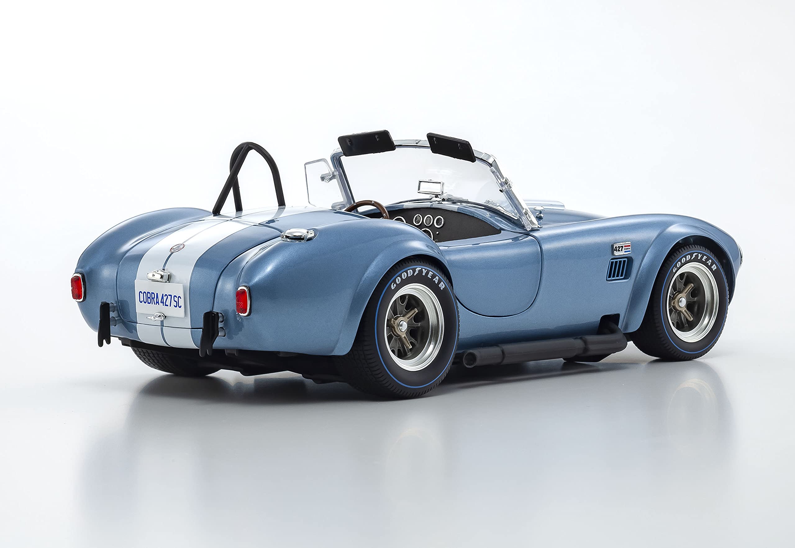 Shelby Cobra 427 S/C Sapphire Blue Metallic with White Stripes 1/18 Diecast Model Car by Kyosho 08047 SBL