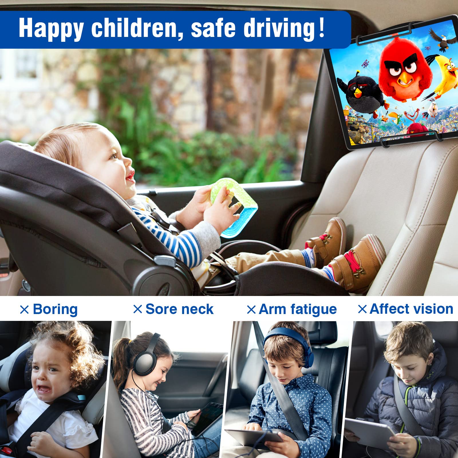 FANGOR ๐ฎ๐ฌ๐ฎ๐ฏ ๐จ๐ฝ๐ด๐ฟ๐ฎ๐ฑ๐ฒ๐ฑ 2 Pack Tablet Holder for Car, Compatible with 7-9" Kids Tablet/Kindle Fire Hd with a Protective case and 10-12.9โ iPad Pro Air/Other Tablets
