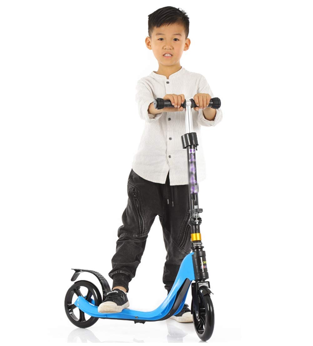 ygqtbc Mongoose Trace Foldable Kick Scooter Series, Featuring Quick-Release Adjustable Height Handlebars and Kickstand with Wheels, Multiple Colors Available (Color : Blue)