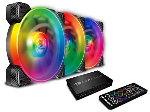 Cougar Hydraulic Vortex RGB SPB 120 mm PMW HDB Cooling Kit with addressable RGB Lighting, Core Box v2, Remote Controller and Three Vortex RGB SPB 120 Cooling Fans (3 Pack) (CF-V12SET-SPBRGB)