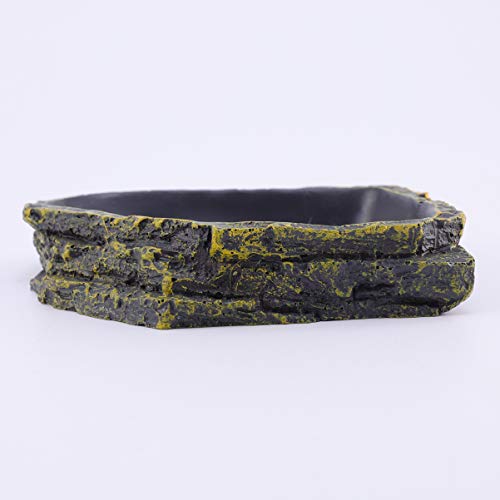 POPETPOP Reptile Food Dish Terrarium Water Bowl Food Feeding Plate Container Drinking Water Tray Resin for Snake Tortoise Frog