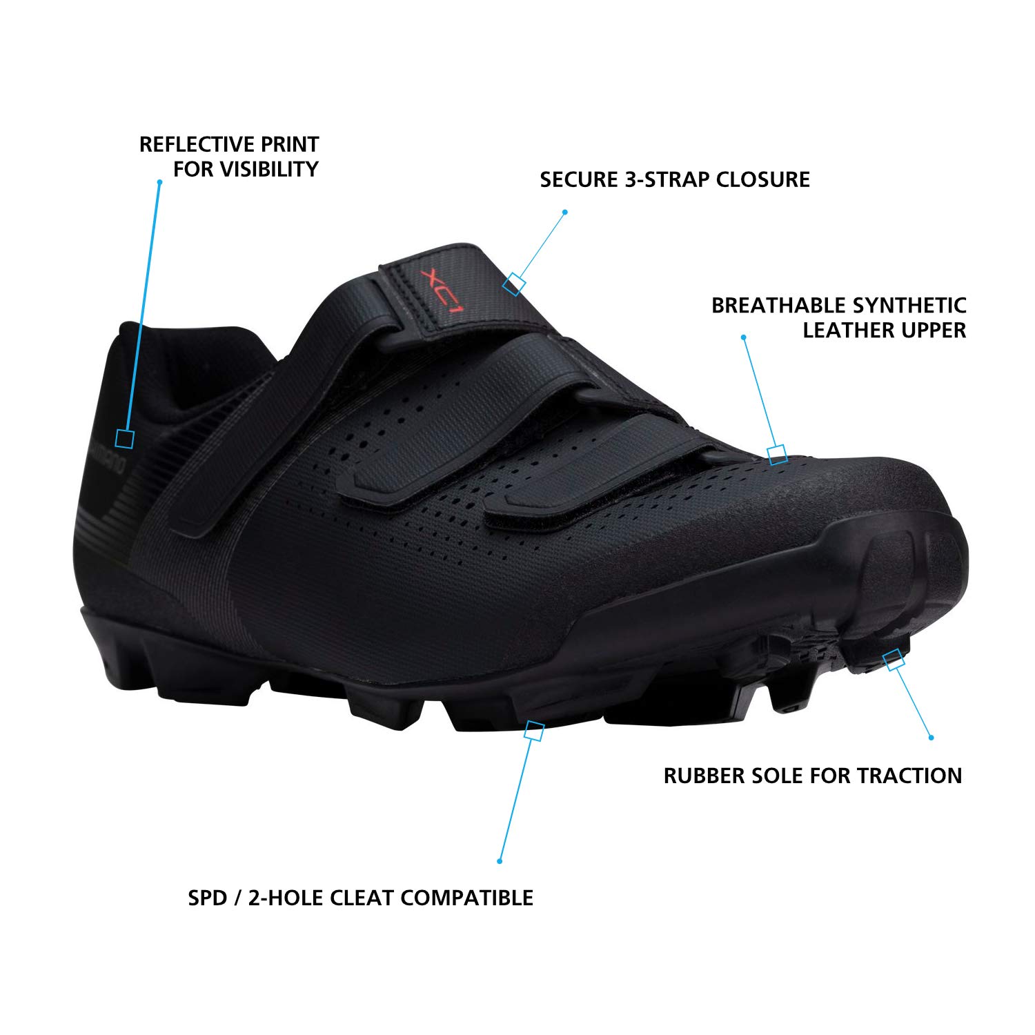 Shimano SH-XC100 Men's Indoor and Outdoor Cycling Performance Shoe, Black, 11 - 11.5 Men (EU 46)