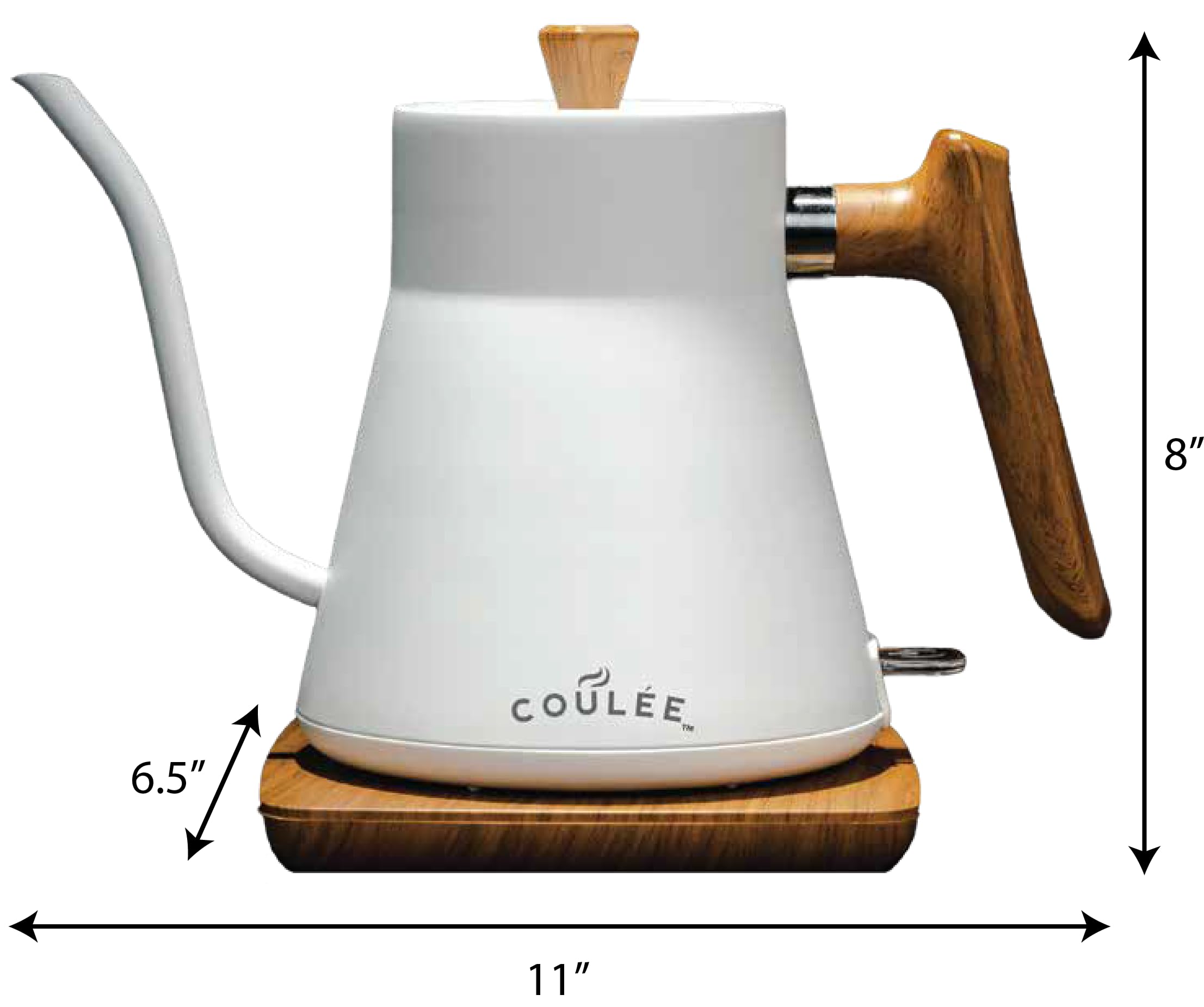 Coulée Gooseneck Kettle, Elegant kettle, Easy Pour, Premium food-grade 304 Stainless steel, 1200W, One-click operation