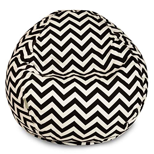 Majestic Home Goods Classic Bean Bag Chair - Chevron Giant Classic Bean Bags for Small Adults and Kids (28 x 28 x 22 Inches) (Black)