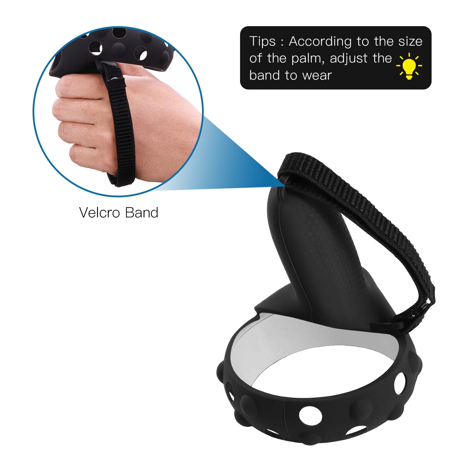 NANW Touch Controller Grip Cover Compatible with Oculus Quest 2, Handle Elastic Knuckle Silicone Straps Protective Skin Case Anti-Throw Handle Protective Sleeve for Quest 2-Black