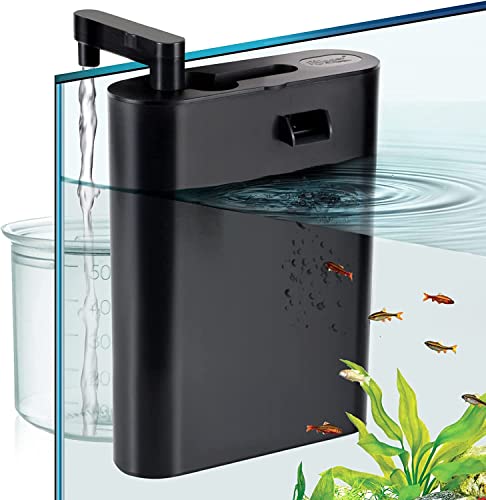hygger 3 in 1 Aquarium Filter, 60GPH Fish Tank Power Filter for Water Change, Filtration and Landscaping with Water Hose, Filter Plates Cartridge, Sponge Filter Box
