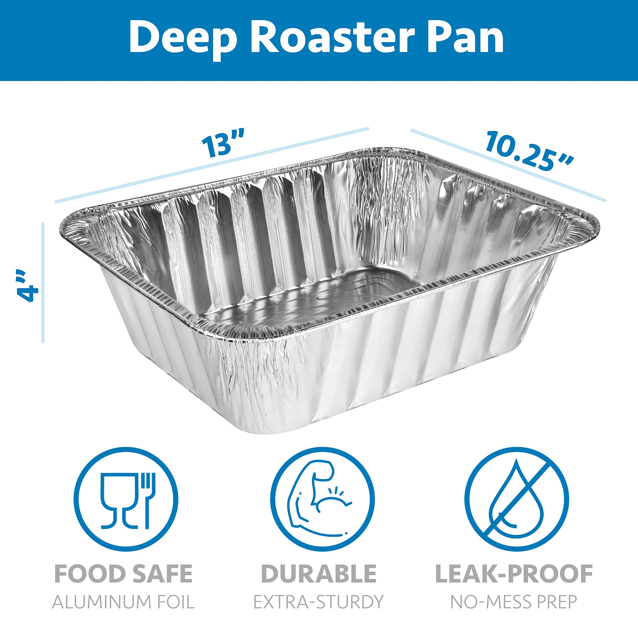 NYHI 9'' x 13β 4 Inches Deep Aluminum Foil Pans 20 Pack Durable Disposable Grill Drip Grease Tray Half Size Extra Deep Steam Pan and Oven Buffet Trays Food Containers for Catering Baking Roasting