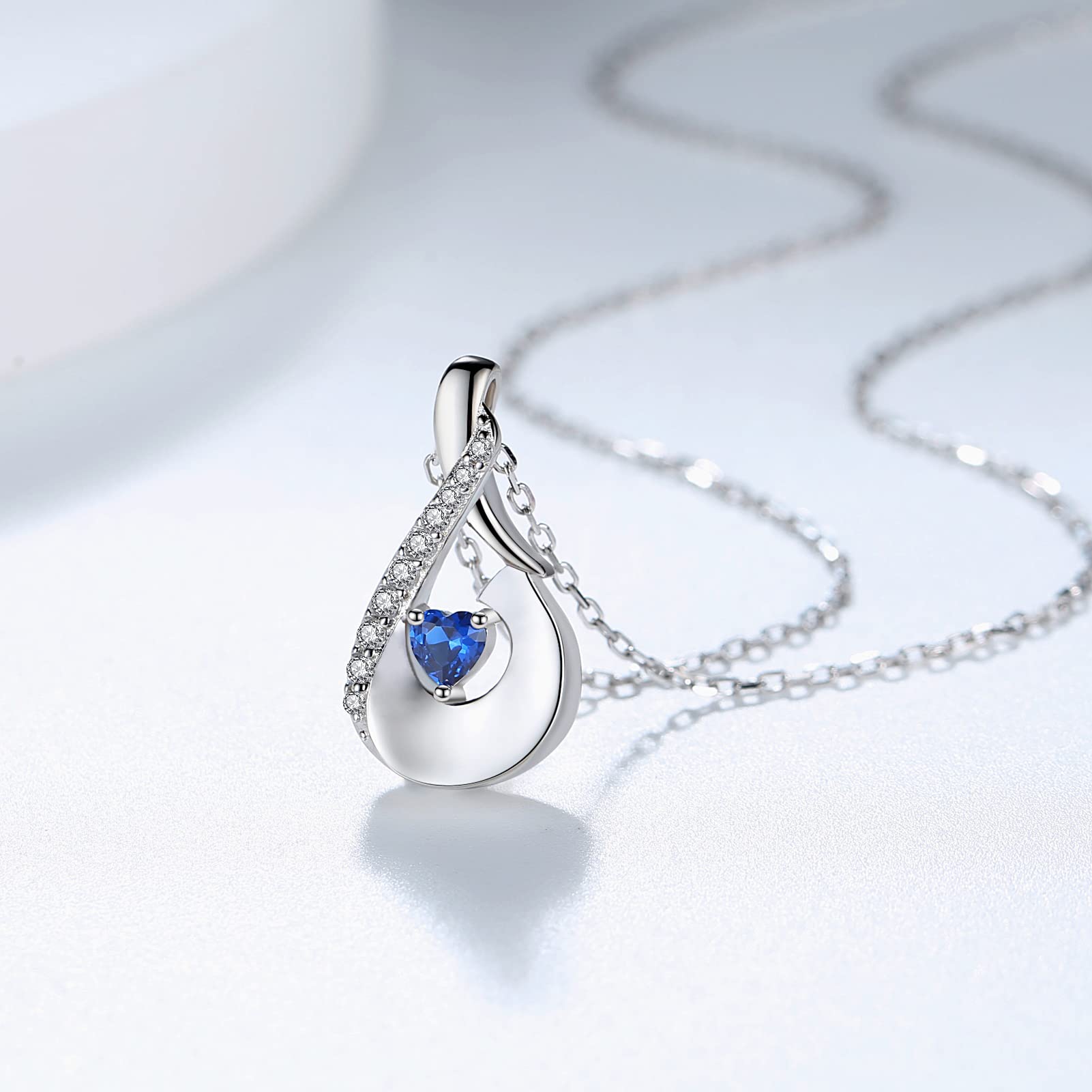 YLT Teardrop Urn Pendant Water Droplet Necklace for Ashes 925 Sterling Silver Memorial Keepsake Cremation Ashes Infinity Jewelry for Women