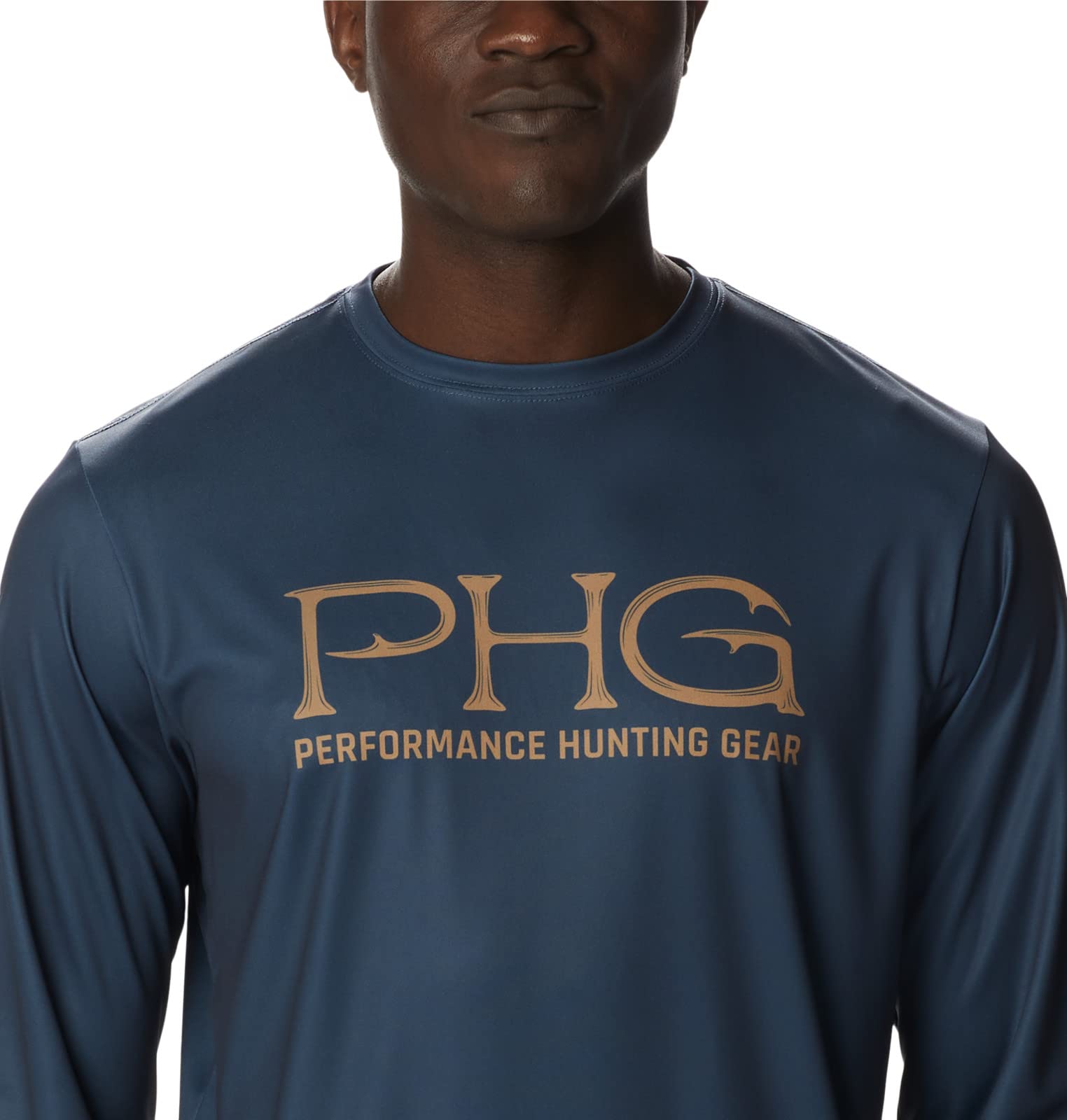 Columbia Men's PHG Terminal Shot Antler Logo Long Sleeve, Zinc/Sahara, Small