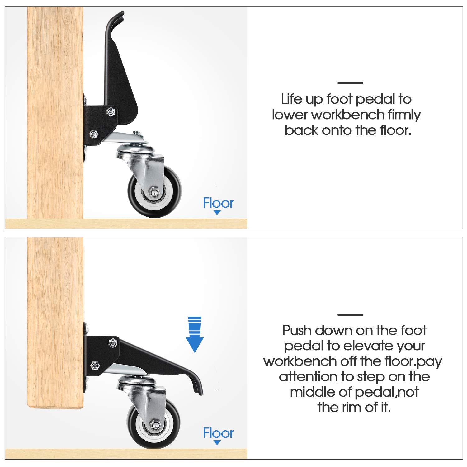 DOZAWA 600 LBS Workbench Casters (4 PK) and Telescopic Furniture Dolly White