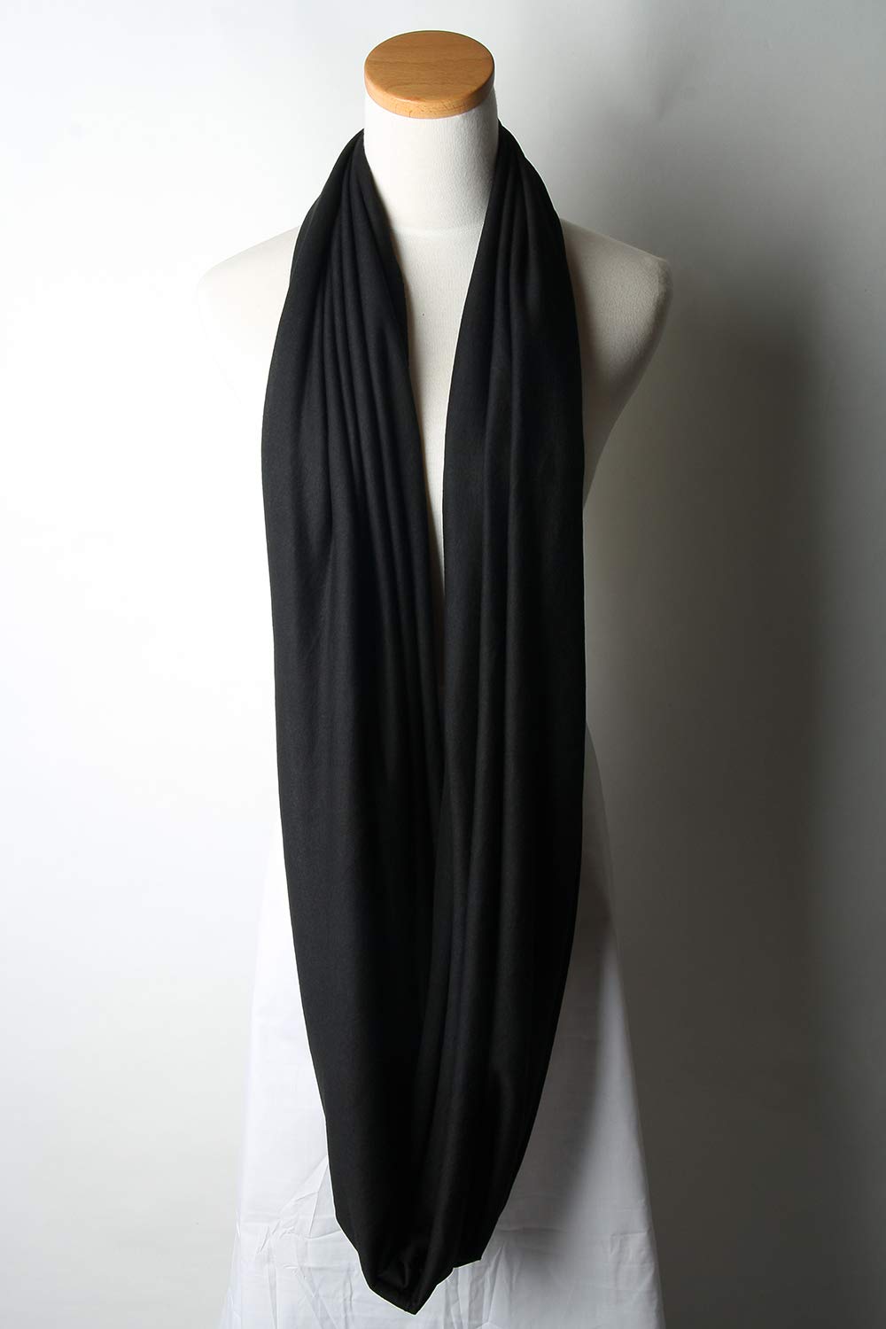 corciova Black Soft Girl Women Infinity Wrap Scarf Stretchy Jersey Knit Sleep Head Circle Scarf Continuous Loop Light Weight