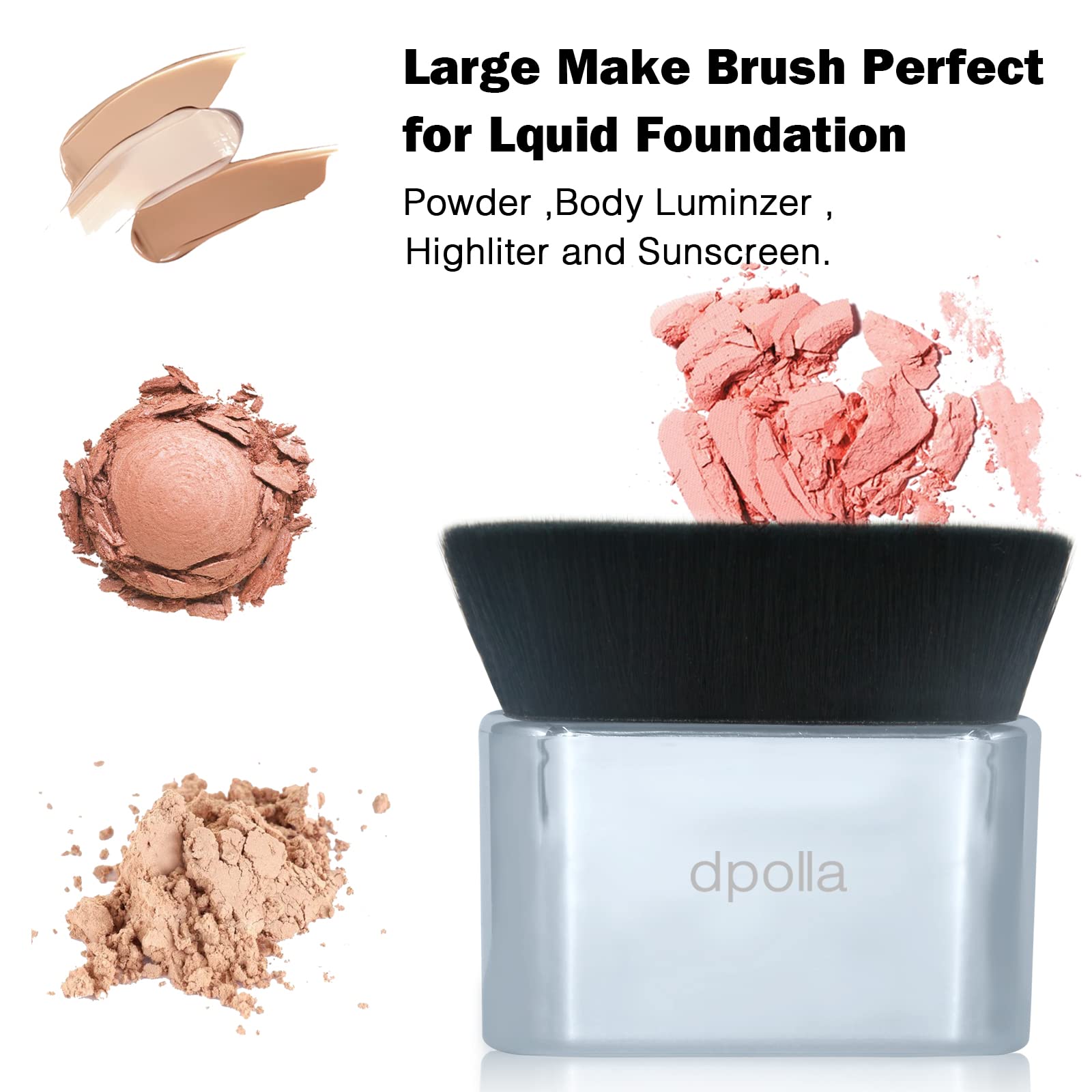 Dpolla Powder Foundation Brush for Liquid Foundation Angled Kabuki Brush Premium Makeup Brush for Flawless Liquid Cream Foundation Bronzer Concealers Setting Mineral Powder Cosmetics Blending Buffing