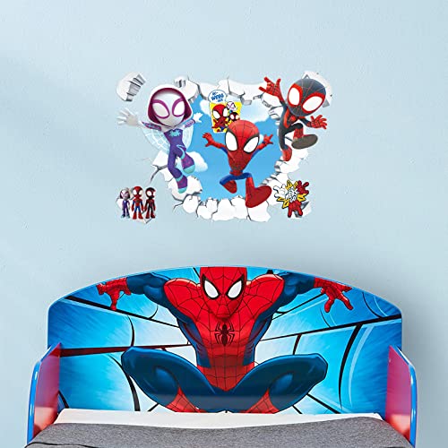 Spiderman Wall Stickers Boys Cartoon Bedroom Background Wall Decoration Self-Adhesive Wall Sticker PVC Material 3D Cartoon