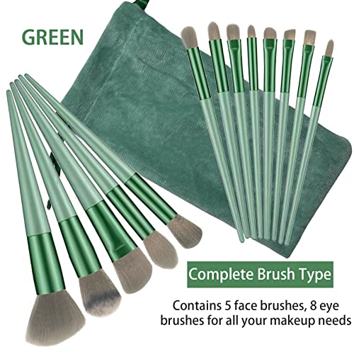 Muhuabeauty 13 pcs Makeup Brushes Set with Beauty Blender, Eyeshadow Brush Set with Cloth Bag and 4 pcs Boxed Sponges for Foundation