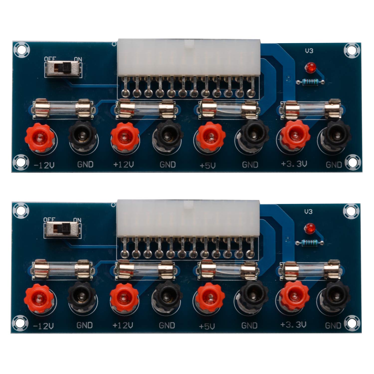 CHENBO 2pcs 24 Pins ATX Power Board Computer PC Power Supply Breakout Module Adapter 12V 5V 3.3V