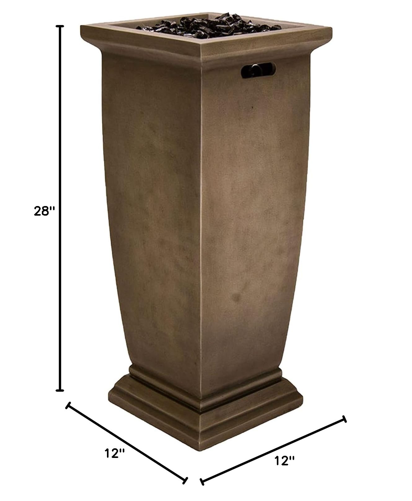 Endless Summer 28 Inch 10,000 BTU LP Gas Outdoor Concrete Style Fire Column Patio Heater with Integrated Ignition and Black Fire Glass, Brown