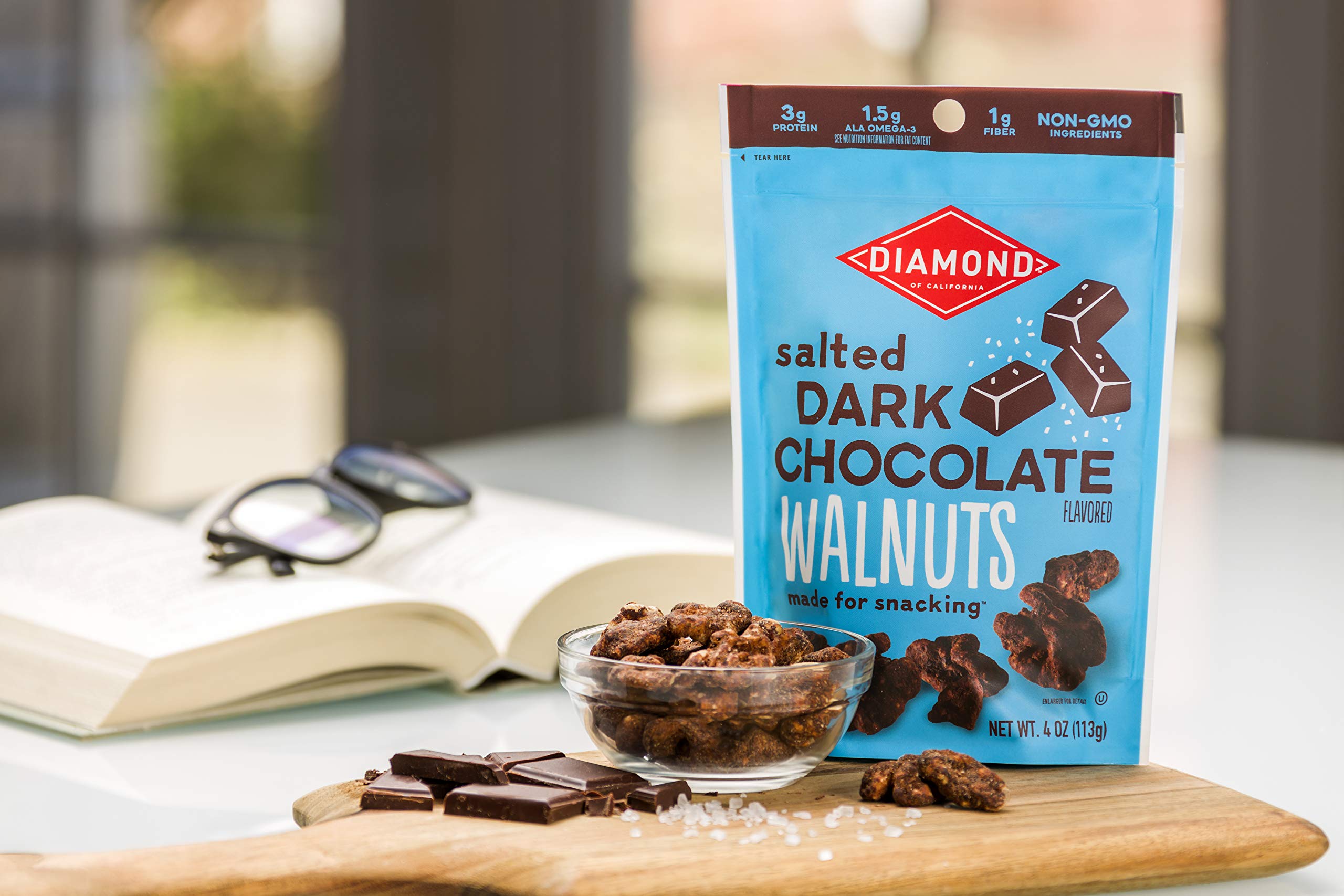 Diamond of California Salted Dark Chocolate Walnuts, 4 oz, 1 Pack
