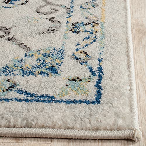 SAFAVIEH Evoke Collection 3' x 5' Ivory/Blue EVK252C Boho Non-Shedding Living Room Bedroom Accent Rug