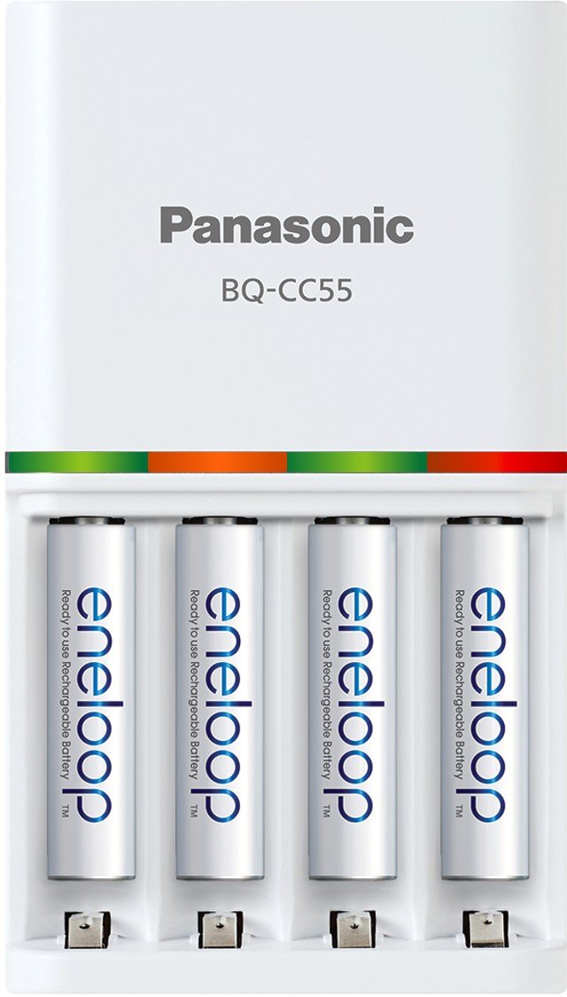 Eneloop Panasonic Rechargeable Battery Bundle with Advanced Individual 3 Hour Quick Charger (4 AAA Batteries) + 12 AAA Batteries Pack