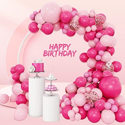 Pink Balloons Garland Arch Kit,Hot Pink Balloons,Pastel Pink Balloons Decorations for Valentines Day,Princess Birthday Party,Mothers Day Party,Baby Shower,Wedding,Anniversary