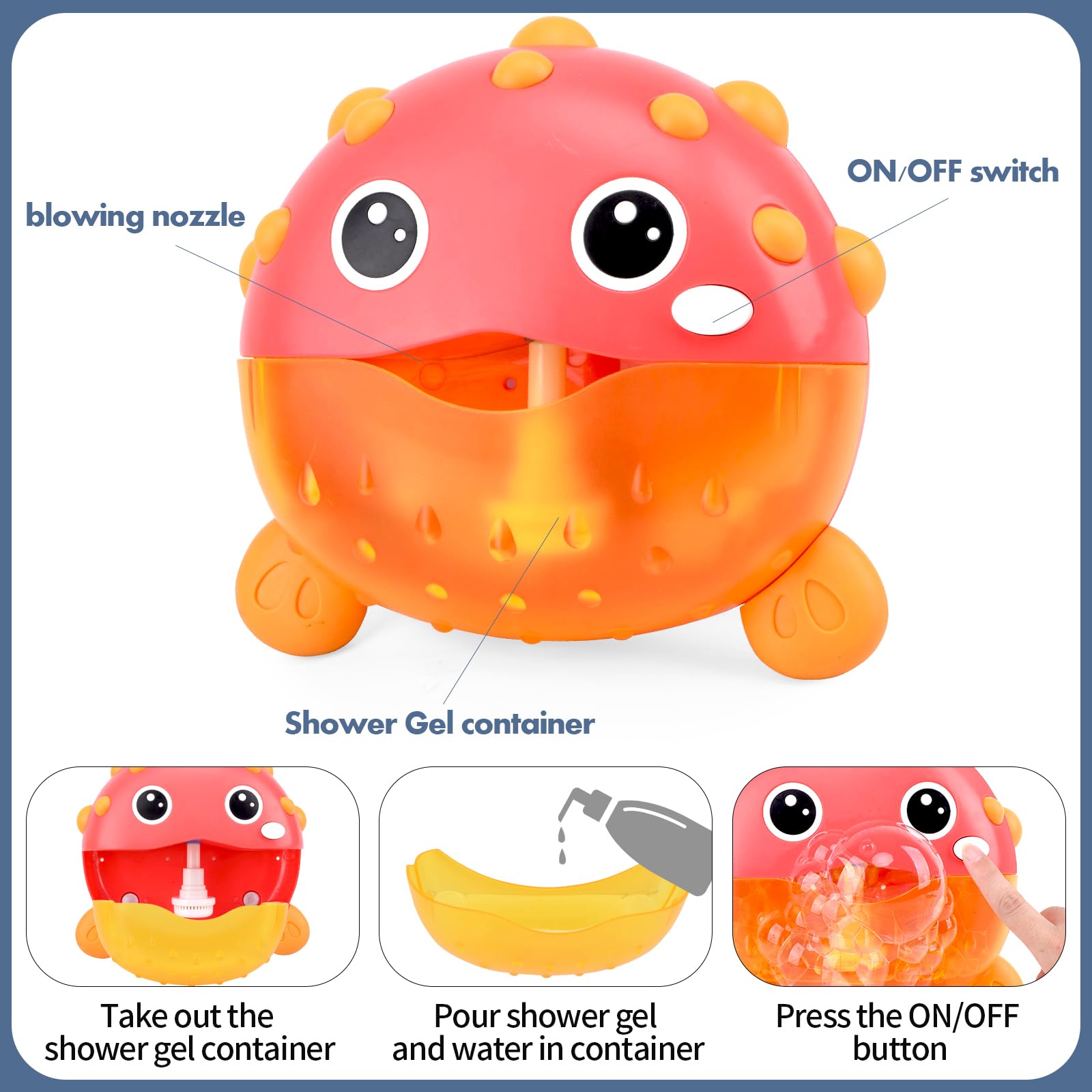 chengjiaing Bubble Bath Maker for The Bathtub,Puffer Bubble Machine with Music,Baby Bathroom Blowing Bubbles Toys,The Great Gifts for Toddlers Over 3 Years Old Girl Boy