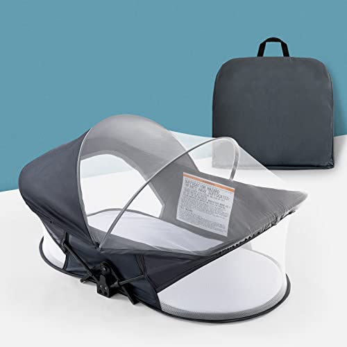 Sporary Travel Bassinet Portable Bassinet,Portable Travel Crib Infant Travel Bed with Mosquito Net and Canopy,Lightweight and Foldable