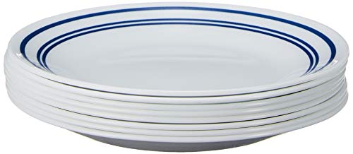 Corelle Vitrelle 8-Piece Salad Plates Set, Triple Layer Glass and Chip Resistant, Lightweight Round 8-1/2-Inch Plates, Classic Café Blue
